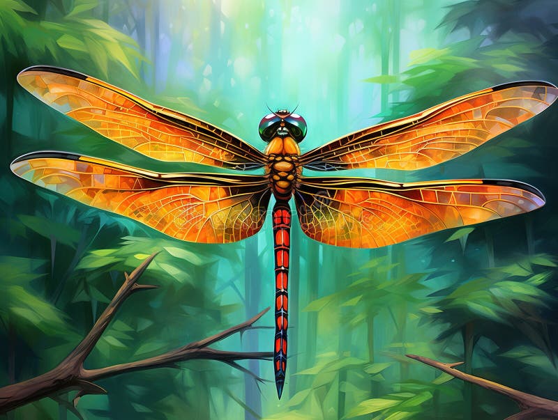 Orange Dragon Fly stock illustration. Illustration of animal - 293704683