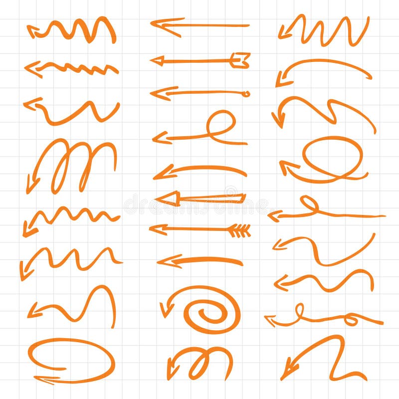 Orange Drawn Arrows. Vector Illustration. Stock Illustration ...