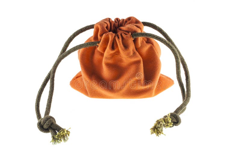 Orange Drawstring Bag Packaging on White Background Stock Photo - Image ...