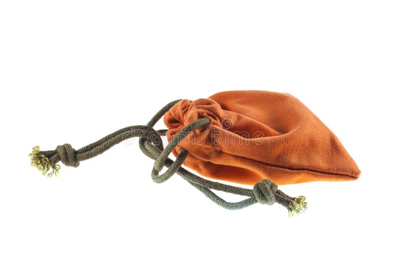 Orange Drawstring Bag Packaging on White Background Stock Image - Image ...
