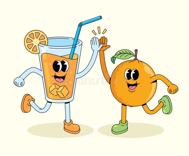 High Five Character Groovy Cartoon Illustration Stock Illustrations ...