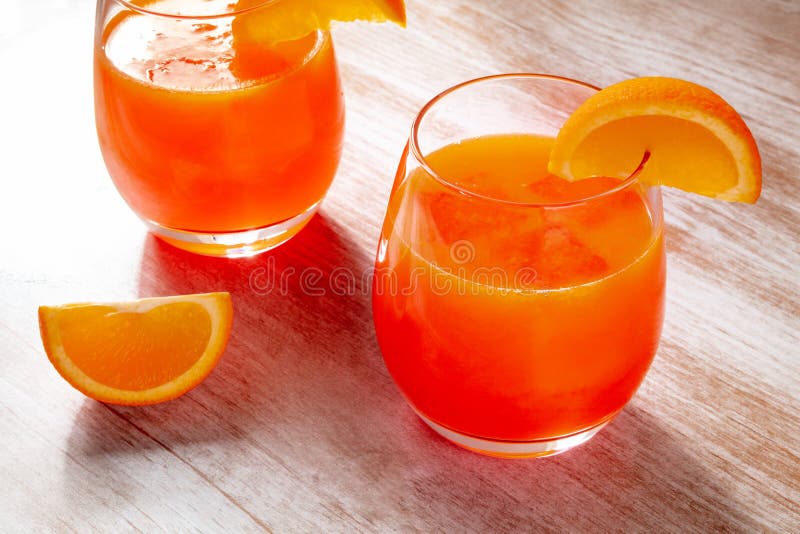 Orange Drinks on a Wooden Background, Fresh Pressed Juice with Fruit ...