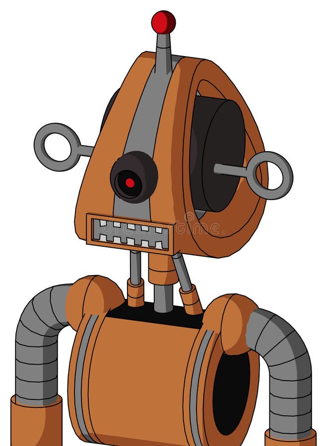 Orange Droid with Droid Head and Square Mouth and Black Cyclops Eye and ...