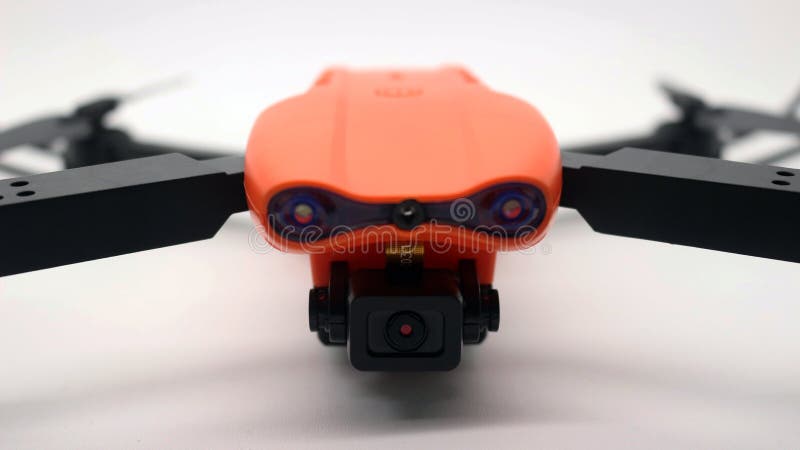 Orange drone with camera stock photo. Image of camera - 285423922