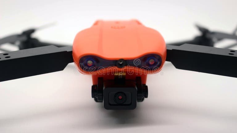 Orange drone with camera stock photo. Image of camera - 285423922