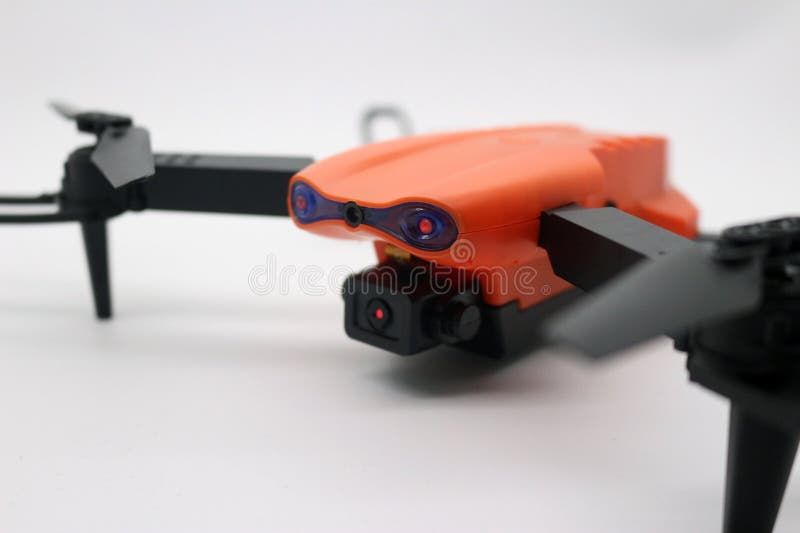 Orange drone with camera stock image. Image of landing - 285423863