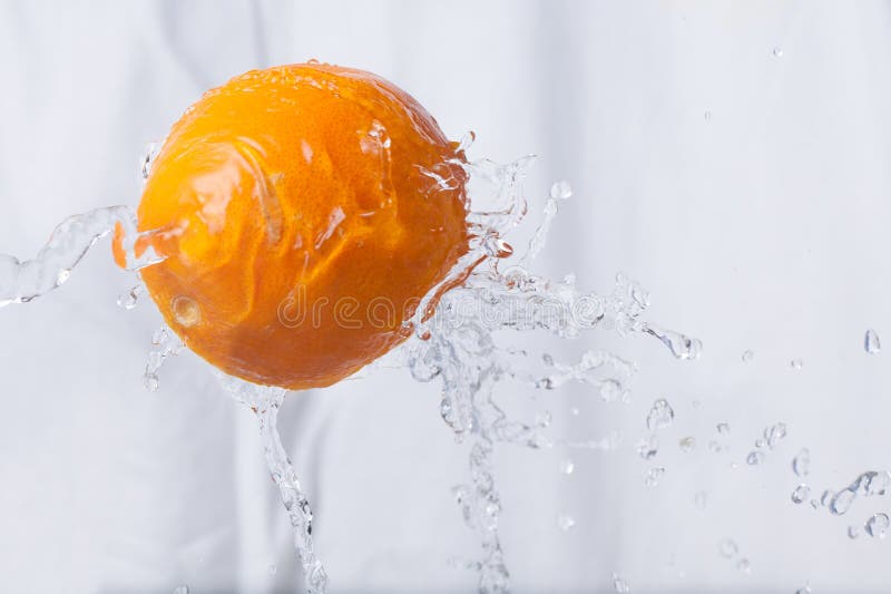 Orange is Dropped into Water Splash Stock Photo - Image of fresh, aqua ...