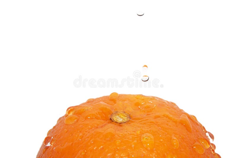 Orange With Drops Falling Picture. Image: 4310353