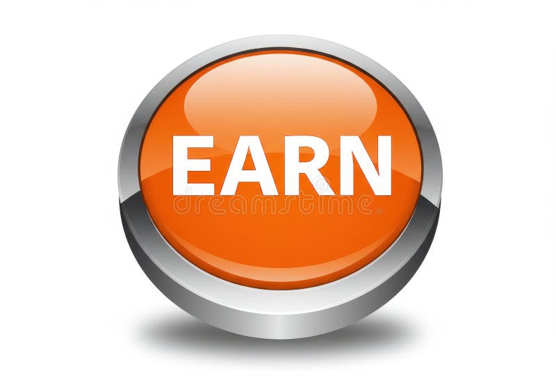 Orange Earn Button Graphic Isolated on White Background Stock ...