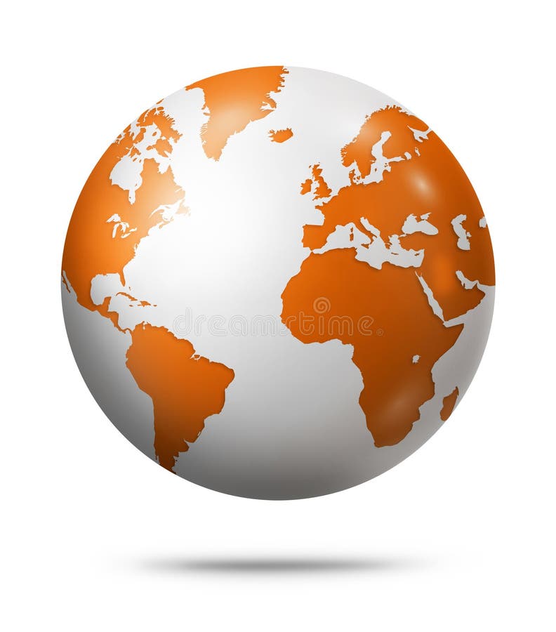 Orange Earth Globe Isolated on White Background Stock Illustration ...