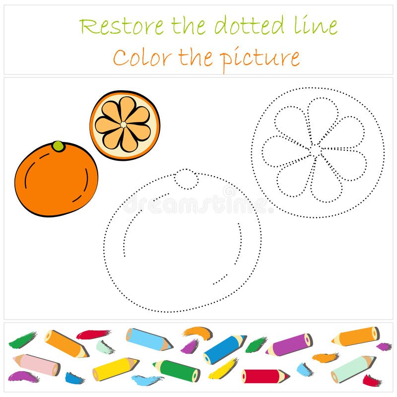 Orange. Educational Developing Game for Preschoolers "Trace and Color ...