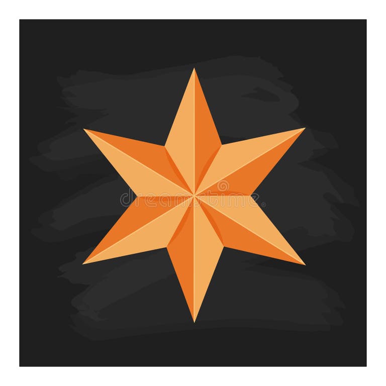 Orange Eight-pointed Geometric Star Shape with Sharp Edges Flat Design ...