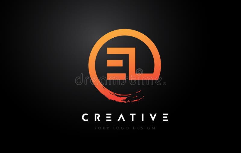 EL Circular Letter Logo with Circle Brush Design and Black Background ...