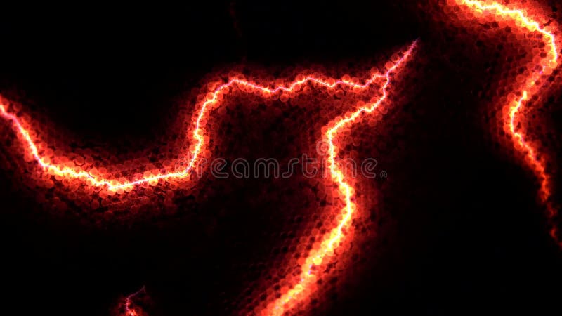 Orange Electric Flashes are Sparkling and Exploding on the Black ...