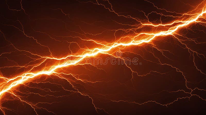 Orange Electric Lightning Texture Background, Thunderstorm Sky Stock ...
