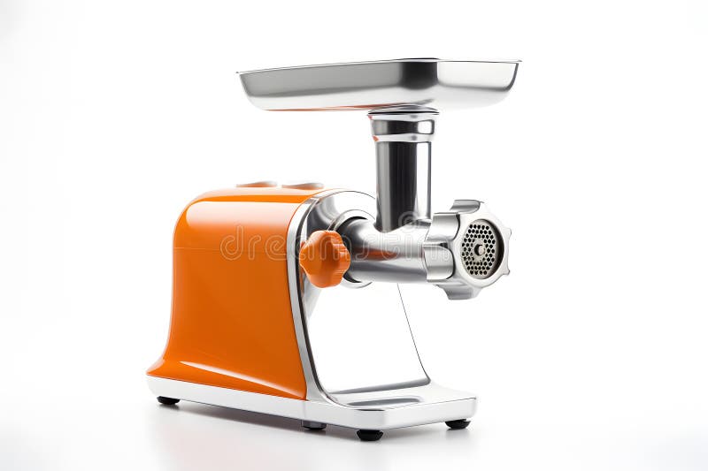Orange Electric Meat Grinder Isolated on White Background Stock ...