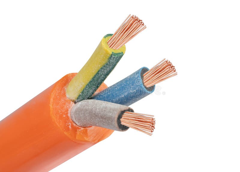 Orange Electrical Cable with Color-Coded Copper Wires Stock Image ...