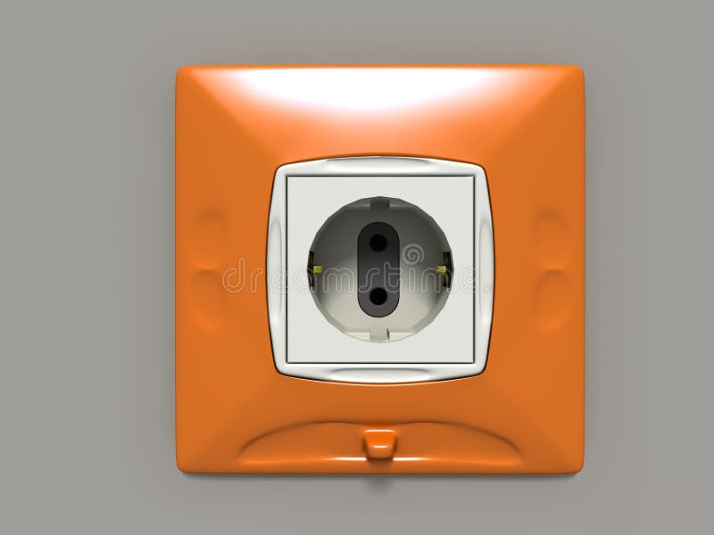 Orange electrical socket stock illustration. Illustration of white ...