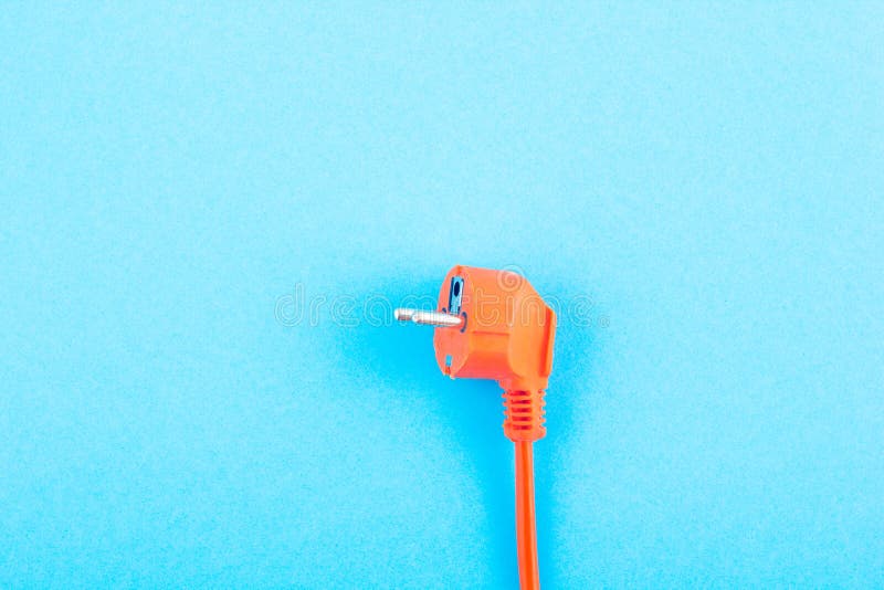 Orange Electrical Wire on Blue Background. Copy Space Stock Image ...
