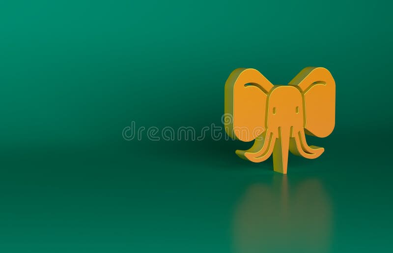 Orange Elephant Icon Isolated on Green Background. Minimalism Concept ...