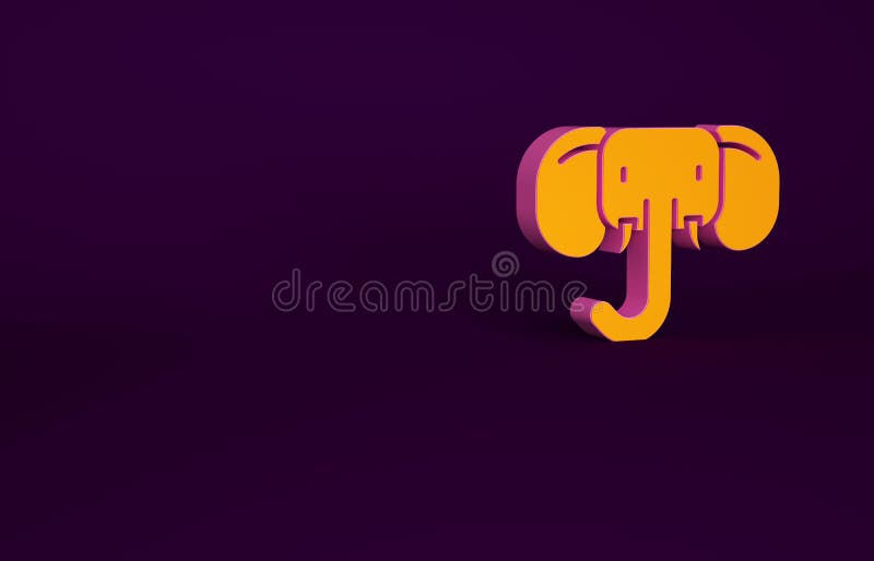 Orange Elephant Icon Isolated on Purple Background. Minimalism Concept ...