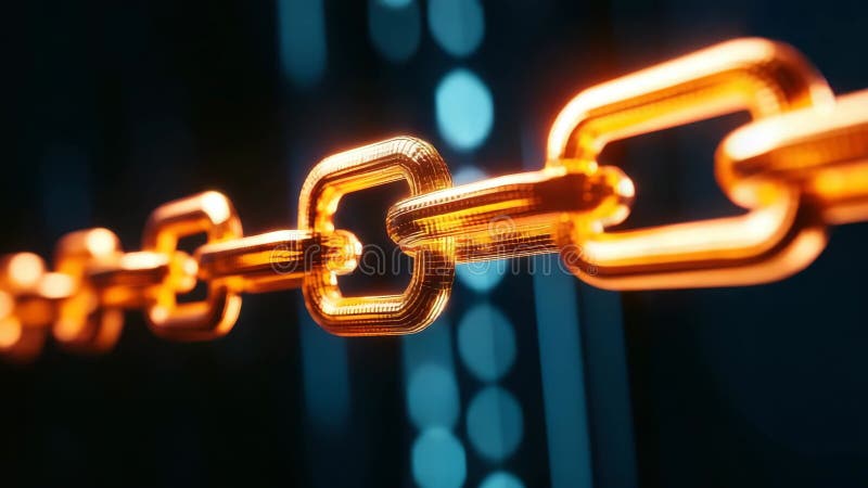 Horizontal Movement of Orange Stretched Chain on Digital Background ...