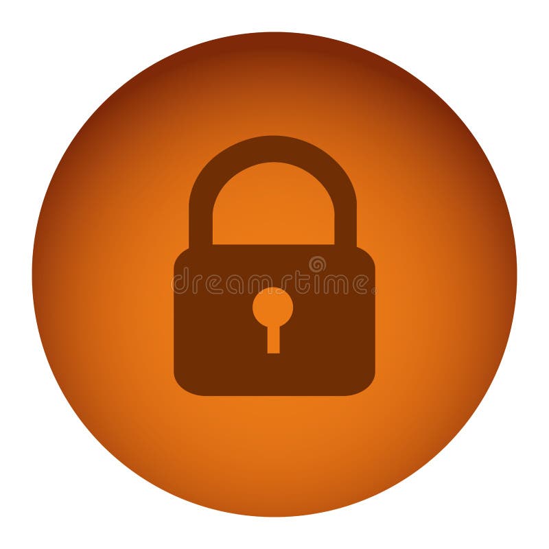Orange Lock On Computer Monitor Screen Icon Isolated On Green ...