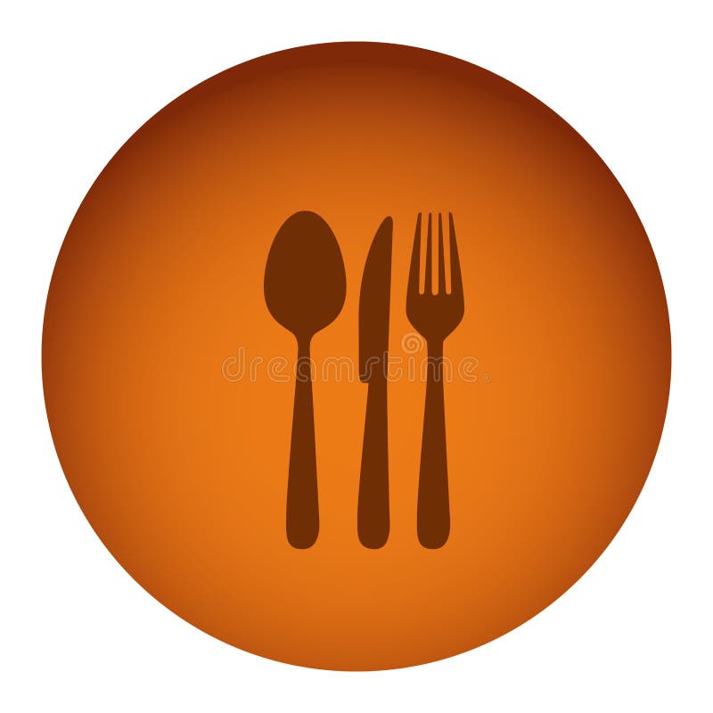 Orange Emblem Metal Cutlery Icon Stock Illustration - Illustration of ...