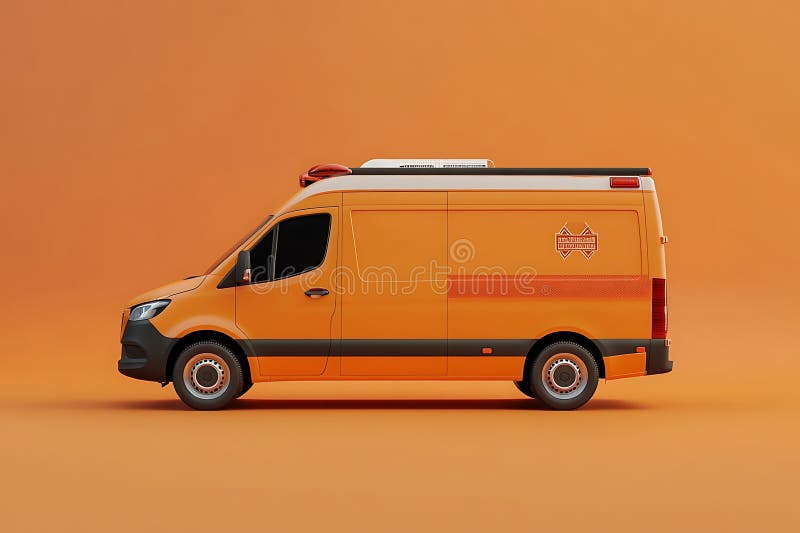 Orange Emergency Van, Side View, Isolated Stock Illustration ...