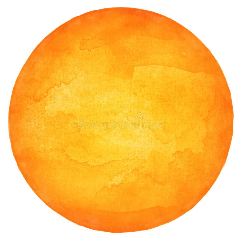 Orange Empty Circle Watercolor Shape with Paint Texture Isolated on ...