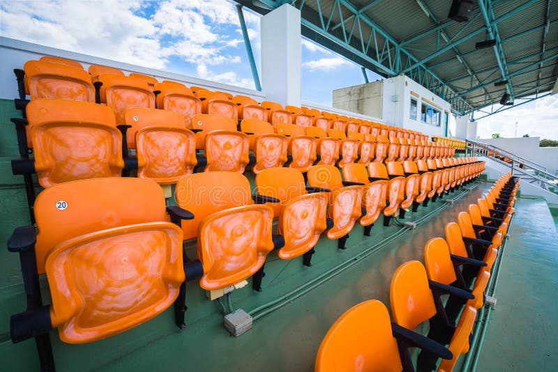 Orange Empty Seat of Indoor Stadium. Stock Photo - Image of audience ...