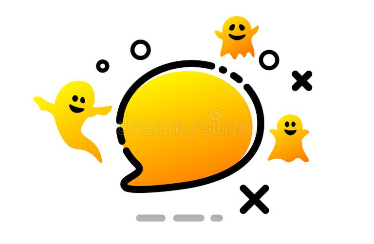 Orange Speech Bubble with Cute Flying Ghosts Stock Vector ...