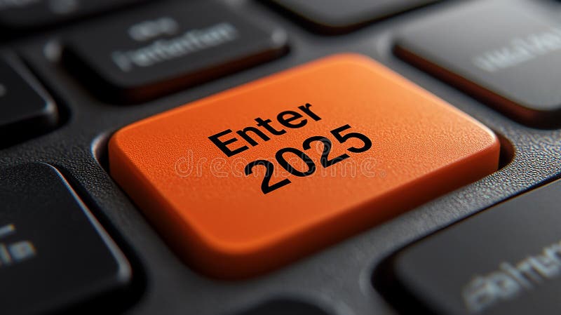 Orange Enter 2025 Keyboard Key Close-up Stock Illustration ...