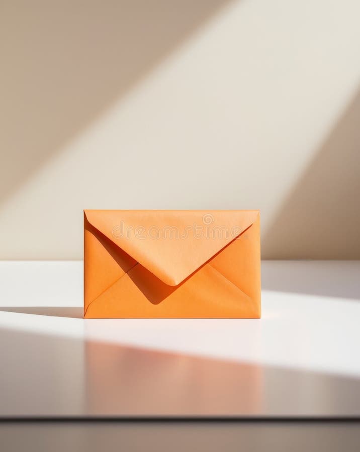 An Orange Envelope with a Folded Flap on a Table. Stock Photo - Image ...
