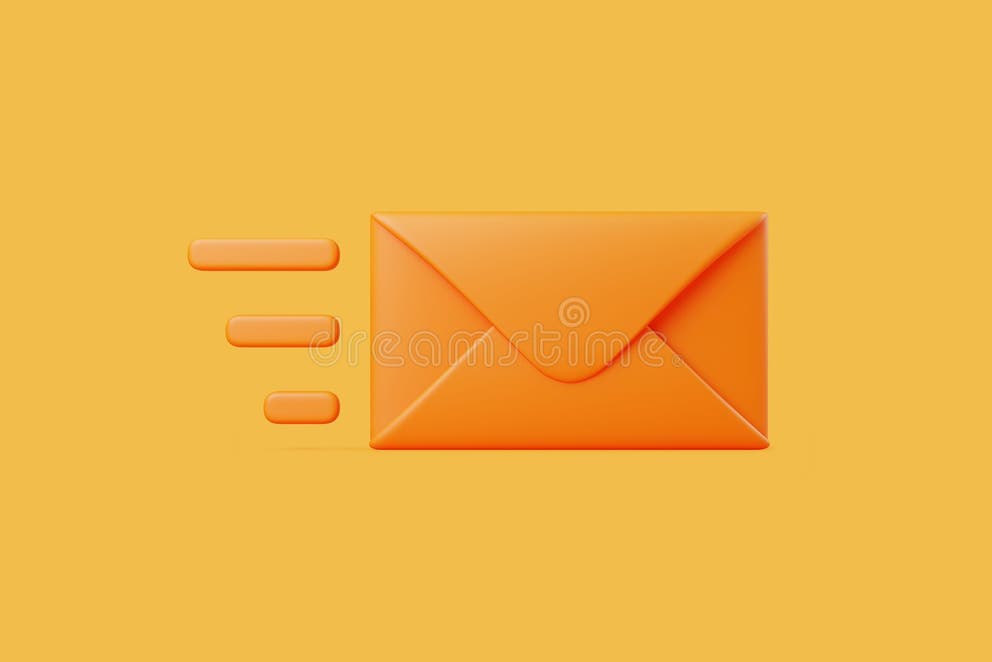 Orange Envelope Icon with Speed Lines Stock Illustration - Illustration ...