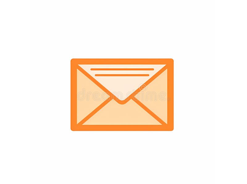 Orange Envelope Icon on White Background, with Space for Notes. Copy ...