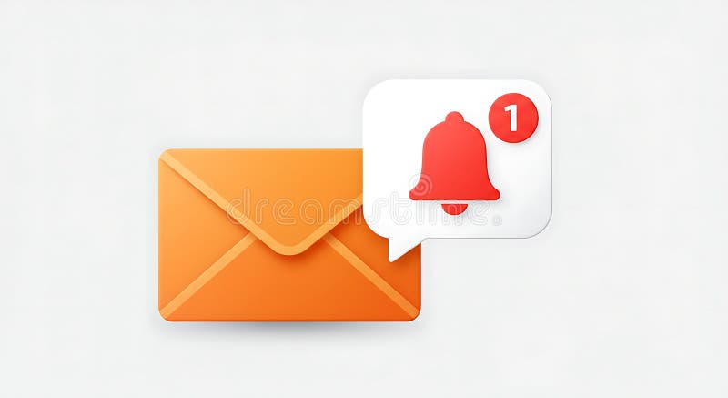 Orange Envelope Icon with a White Speech Bubble Notification Featuring ...