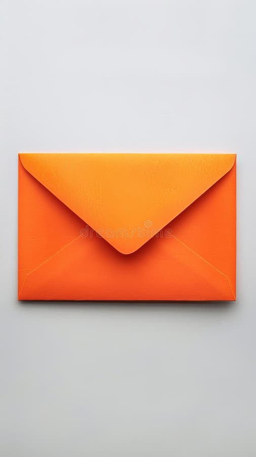Orange Envelope on Light Gray Background, Studio Shot. Minimalistic ...