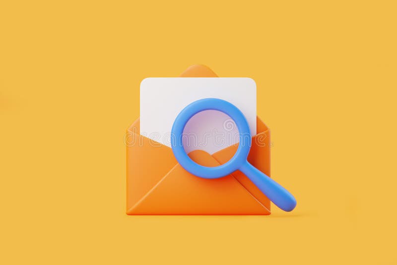 Orange Envelope with Magnifying Glass Icon Stock Illustration ...
