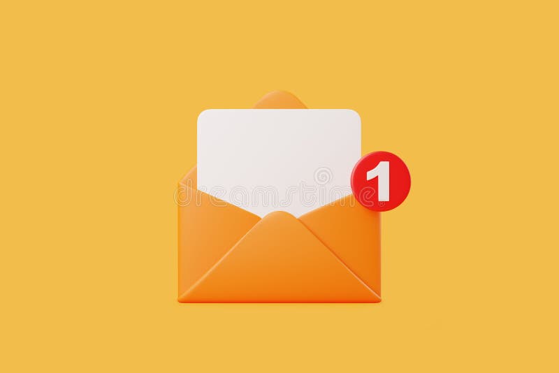 Orange Envelope with Notification Badge Icon Stock Illustration ...