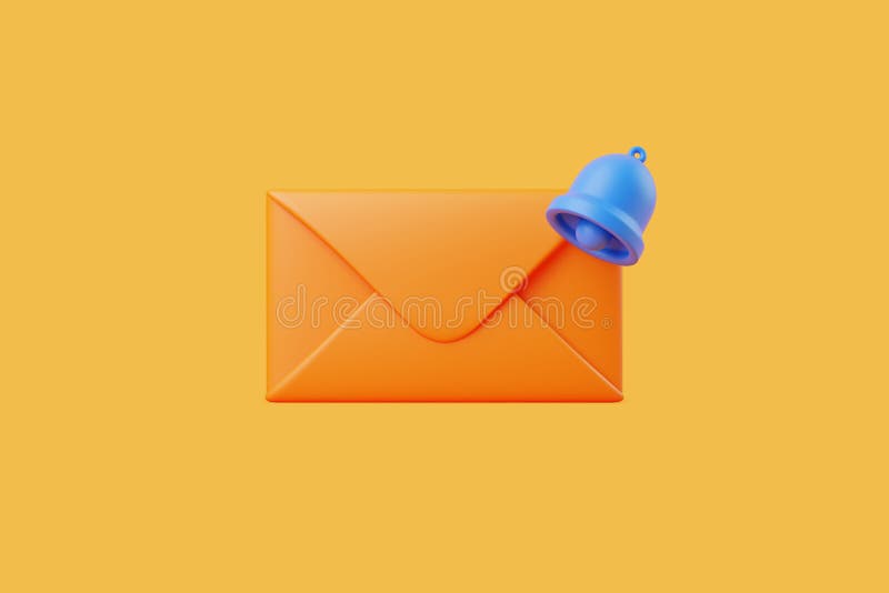 Orange Envelope with Notification Bell Icon Stock Illustration ...
