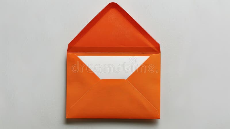 Orange Envelope with a White Card on a Gray Background, Minimalistic ...