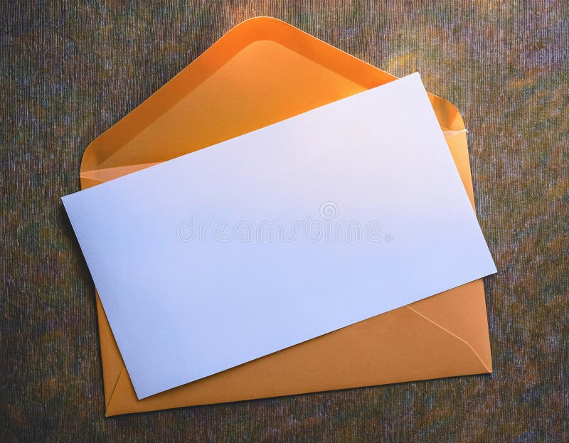 An Orange Envelope with a White Piece of Paper on it Stock Illustration ...