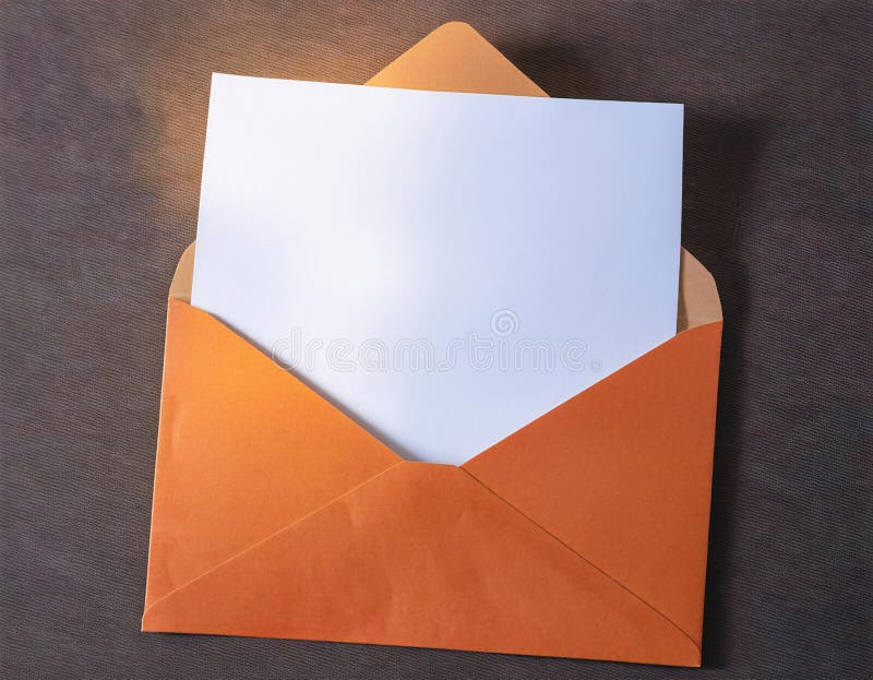 An Orange Envelope with a White Piece of Paper Inside Stock ...