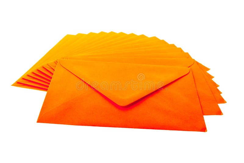 Orange envelopes with card stock photo. Image of communication - 53065468