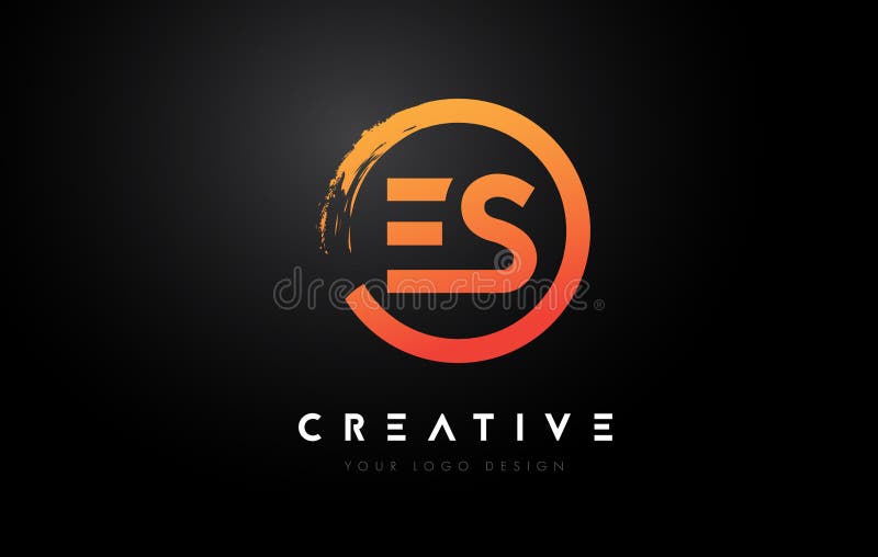 ES Circular Letter Logo with Circle Brush Design and Black Background ...