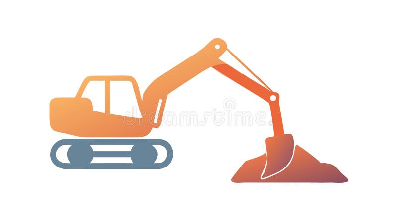Orange Excavator Digging Machine Construction Equipment , Vector Design ...