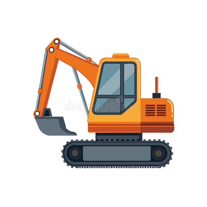 Orange Excavator Illustration: Construction Vehicle for Digital Use ...