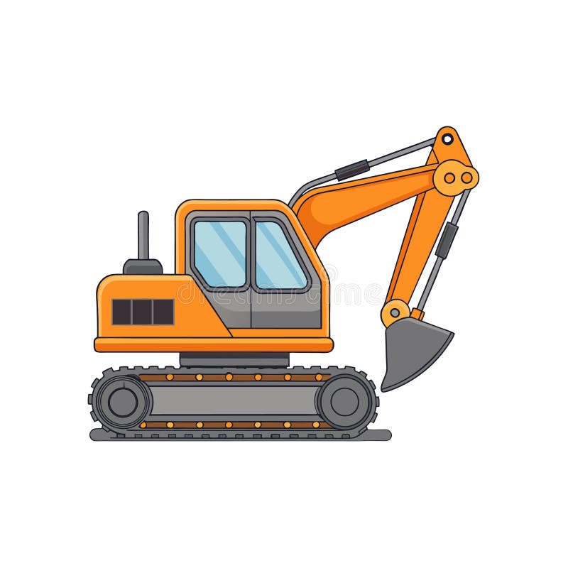 Orange Excavator Illustration on White Background Vector Stock ...