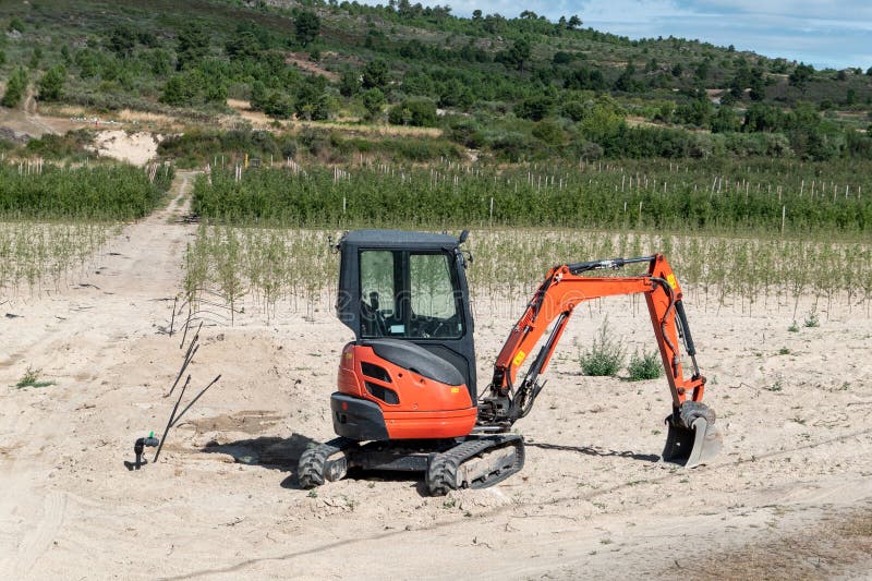 Excavator in Action in the Field Stock Image - Image of soil, farm ...